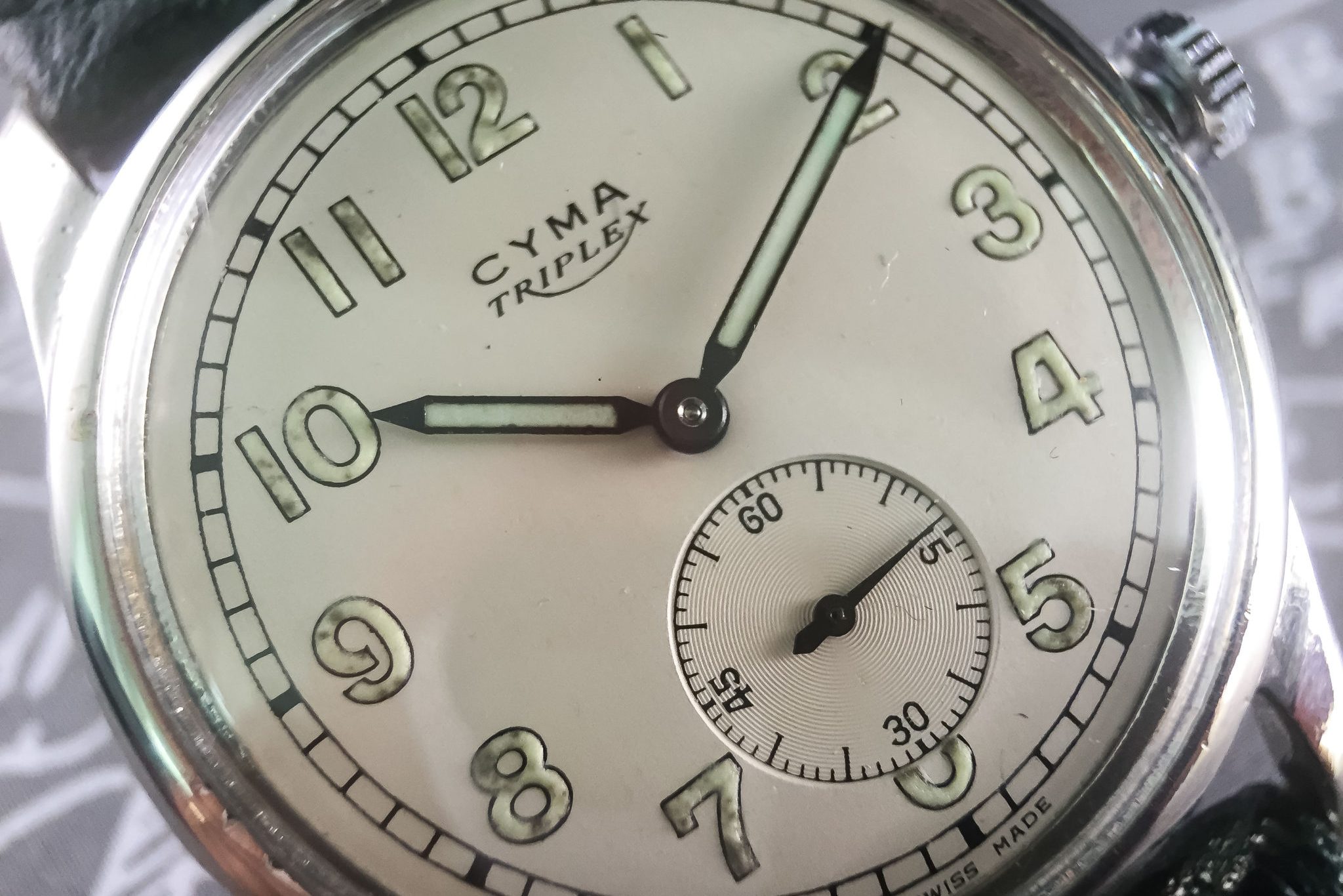 Cyma Triplex Military Style Watch - The Chrono Duo - Vintage watch sales